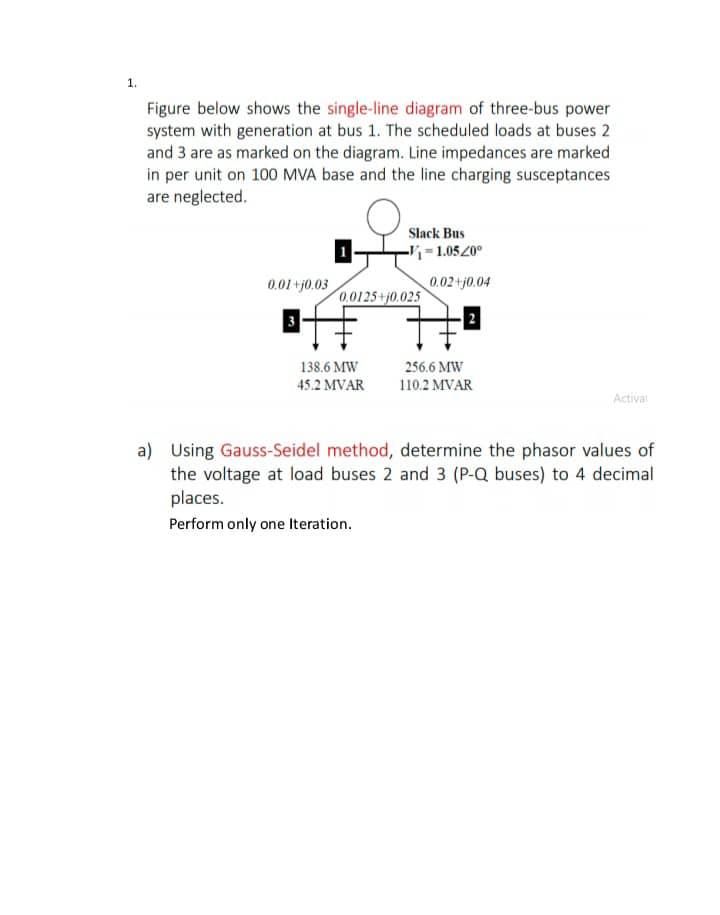 Solved 1. Figure below shows the single-line diagram of | Chegg.com