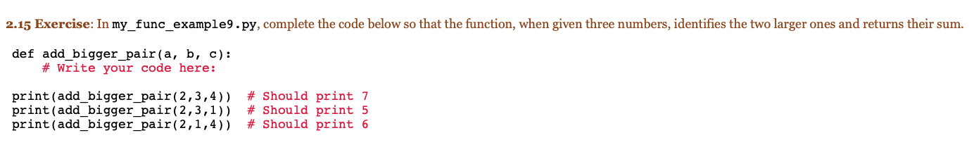 Solved 2.15 Exercise: In my_func_example9.py, complete the | Chegg.com