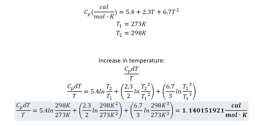 Solved Is my method correct to get CpdT/T? How do I solve | Chegg.com