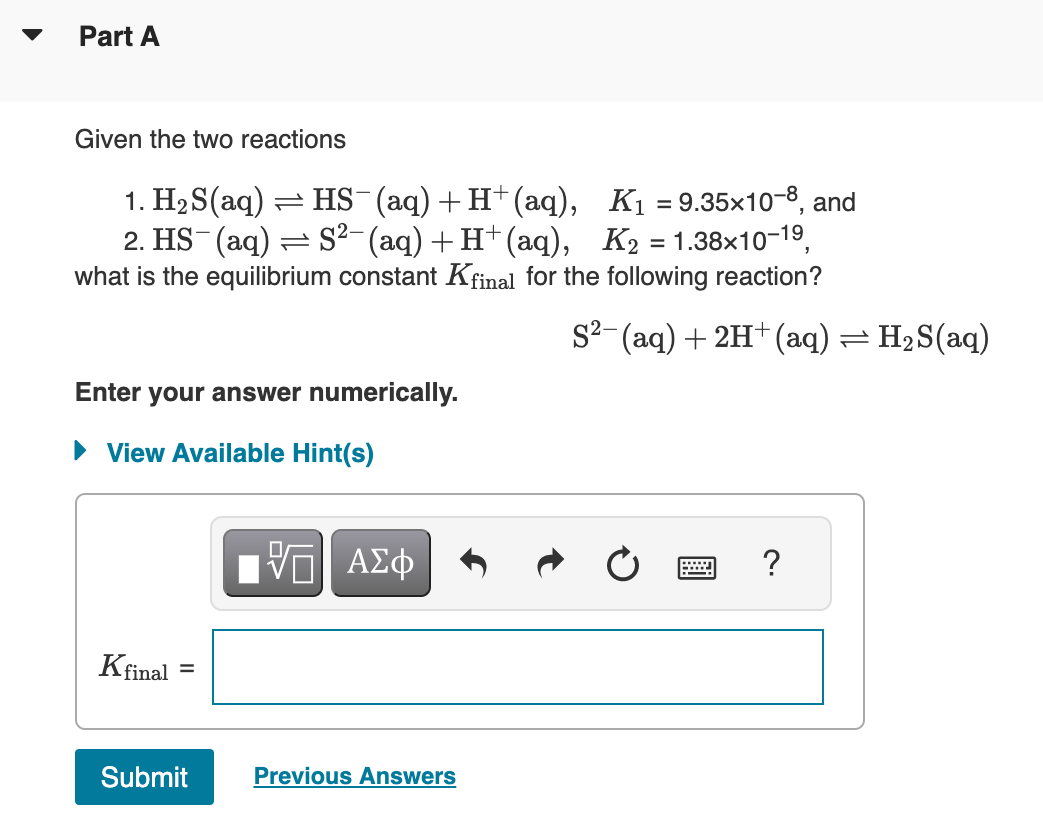 Solved Given the two reactions 1. H2 | Chegg.com