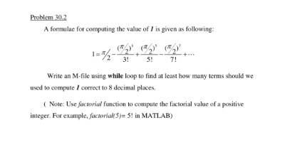 Solved Problem 30.2 A formulae for computing the value of/ | Chegg.com