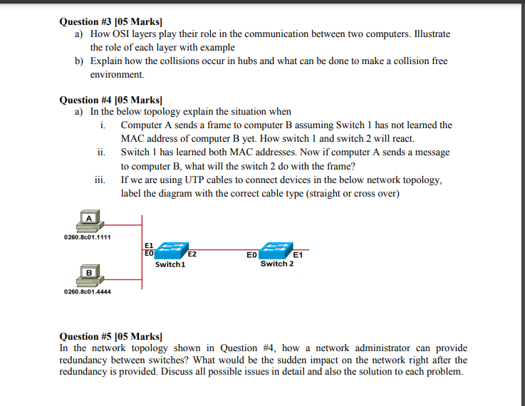 Solved Question #3 (05 Marks) a) How OSI layers play their | Chegg.com