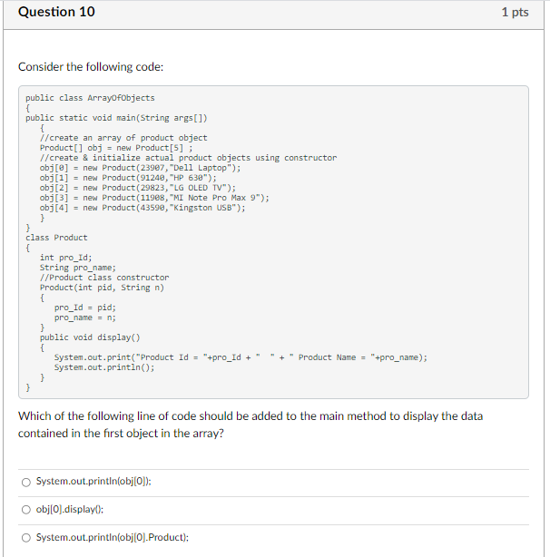 Solved Question 7 3 pts Assume that there is a class called | Chegg.com