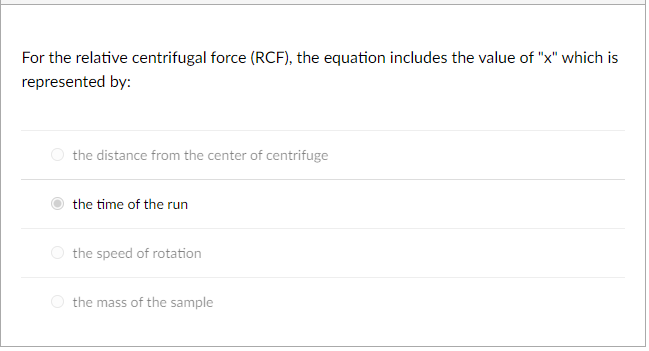 Solved For the relative centrifugal force (RCF), the | Chegg.com