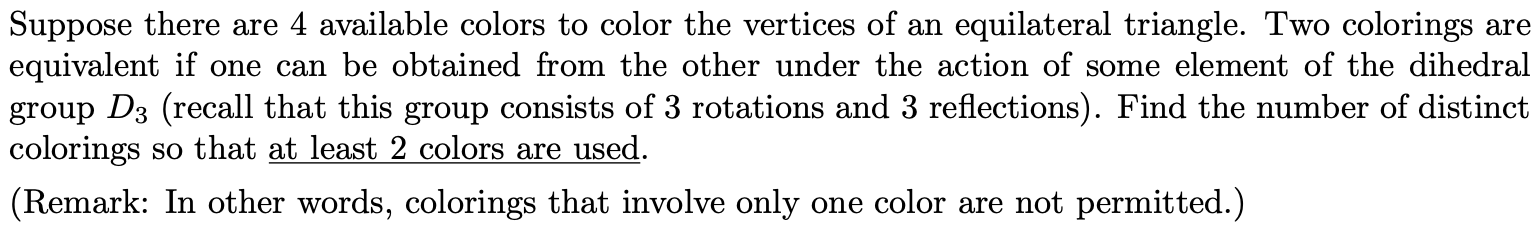 Solved Suppose there are 4 available colors to color the | Chegg.com