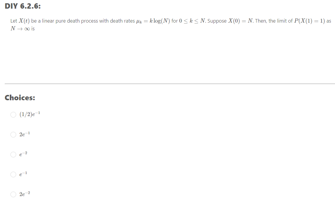 Solved Let X(t) be a linear pure death process with death | Chegg.com