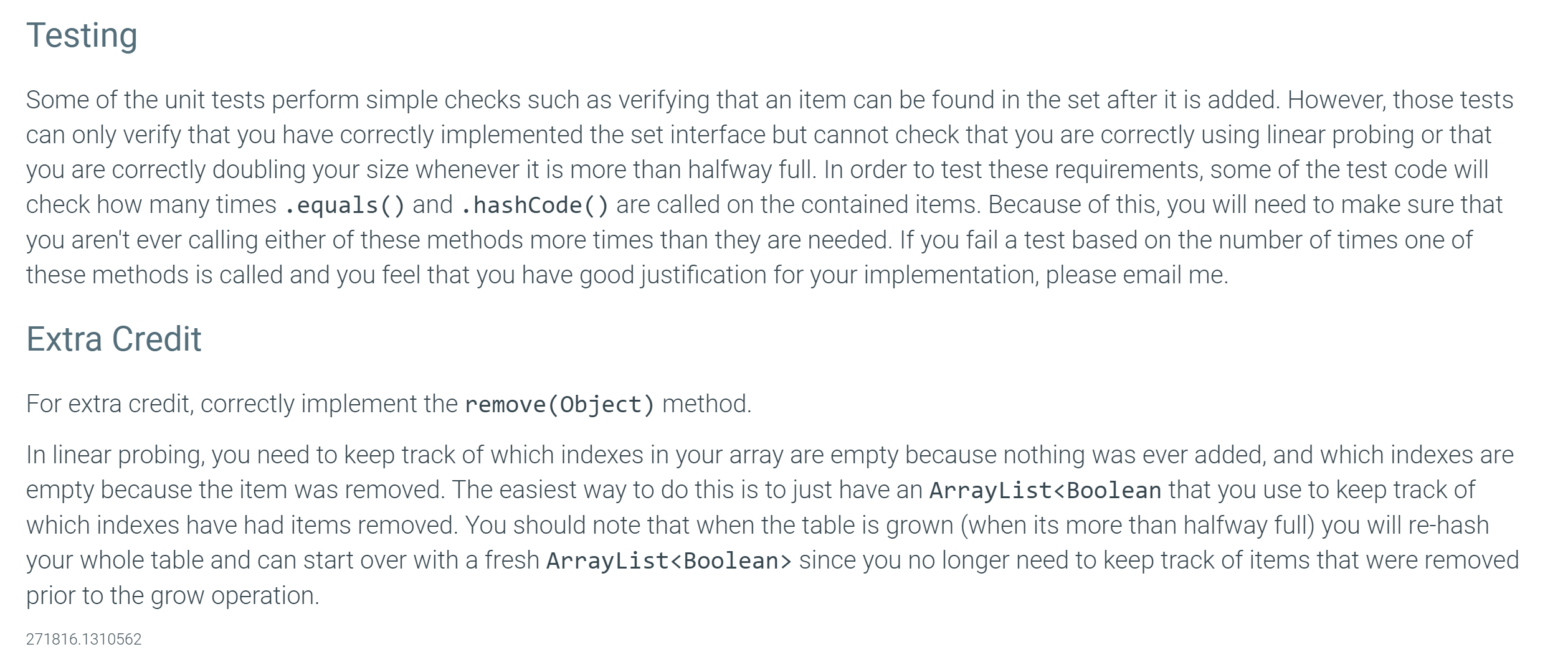 4.10 Hash Set Requirements Create an implementation | Chegg.com