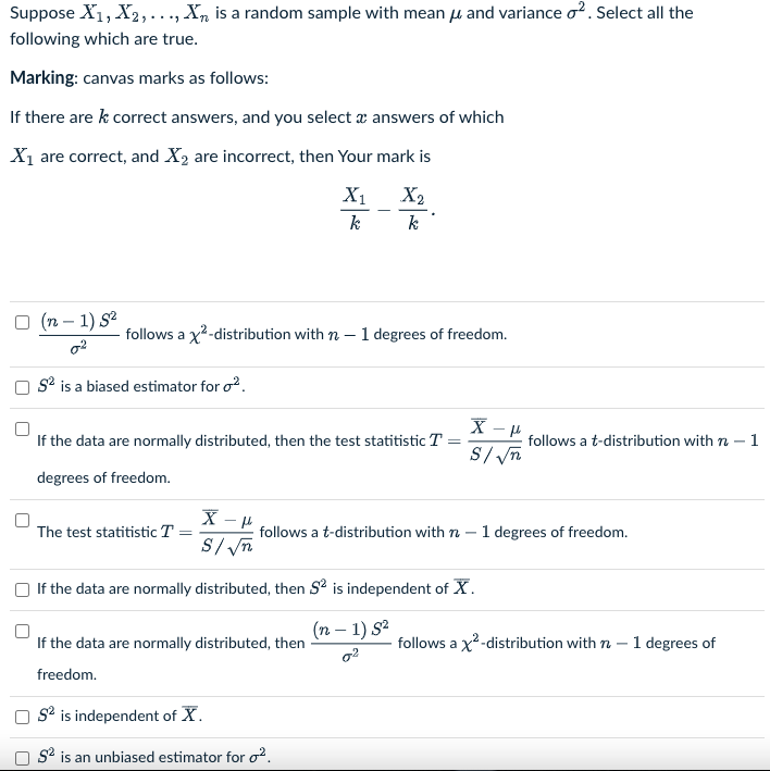 Solved Suppose X1,X2,…,Xn is a random sample with mean μ and | Chegg.com