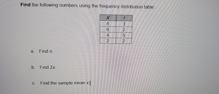 Solved Find the following numbers using the frequency | Chegg.com