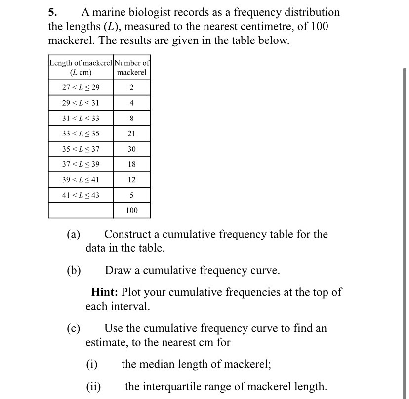 Solved 5. A marine biologist records as a frequency | Chegg.com