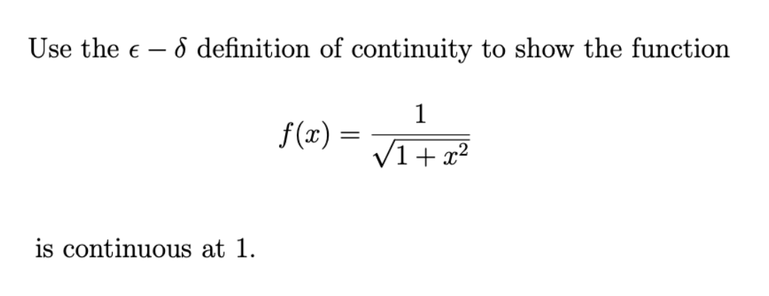 Solved Use the € - definition of continuity to show the | Chegg.com