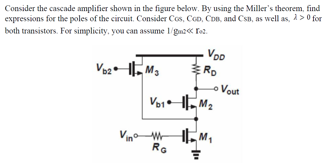 Solved Consider the cascade amplifier shown in the figure | Chegg.com