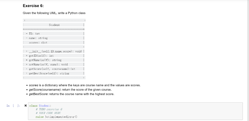 Solved Exercise 6: Given the following UML, write a Python | Chegg.com
