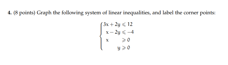 Solved 4. (8 points) Graph the following system of linear | Chegg.com