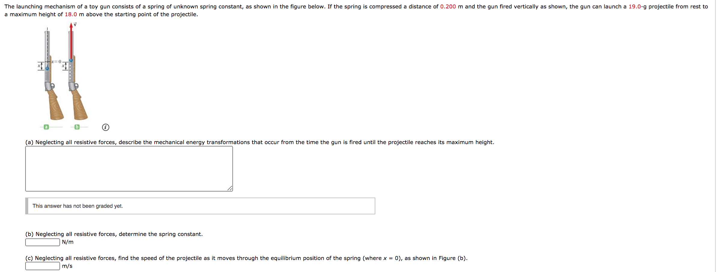 Solved The launching mechanism of a toy gun consists of a | Chegg.com