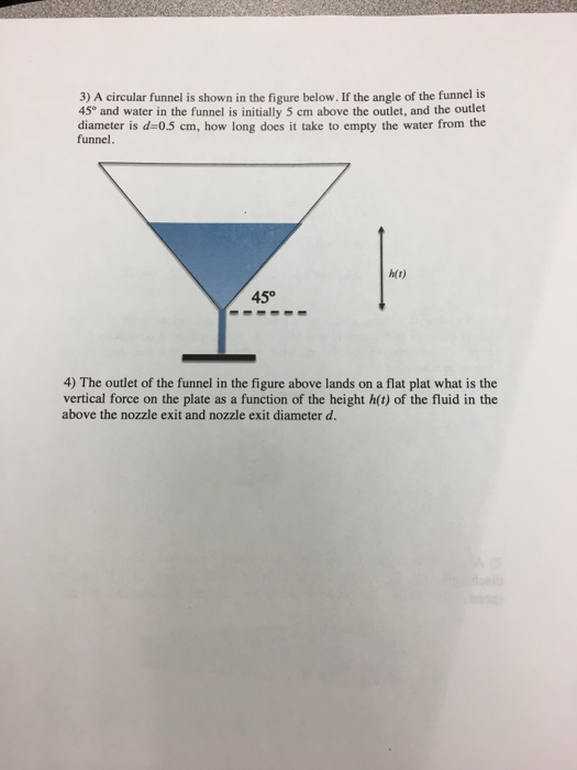Solved 3) A circular funnel is shown in the figure below. If | Chegg.com