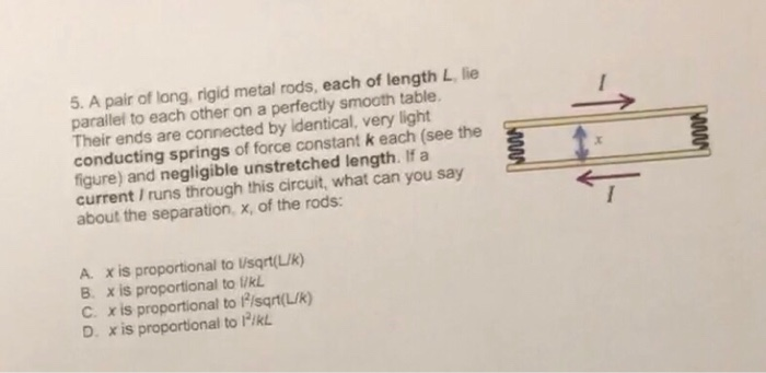 Solved 5. A pair of long, rigid metal rods, each of length | Chegg.com