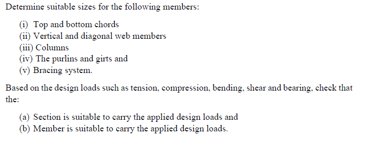 Solved Determine suitable sizes for the following | Chegg.com