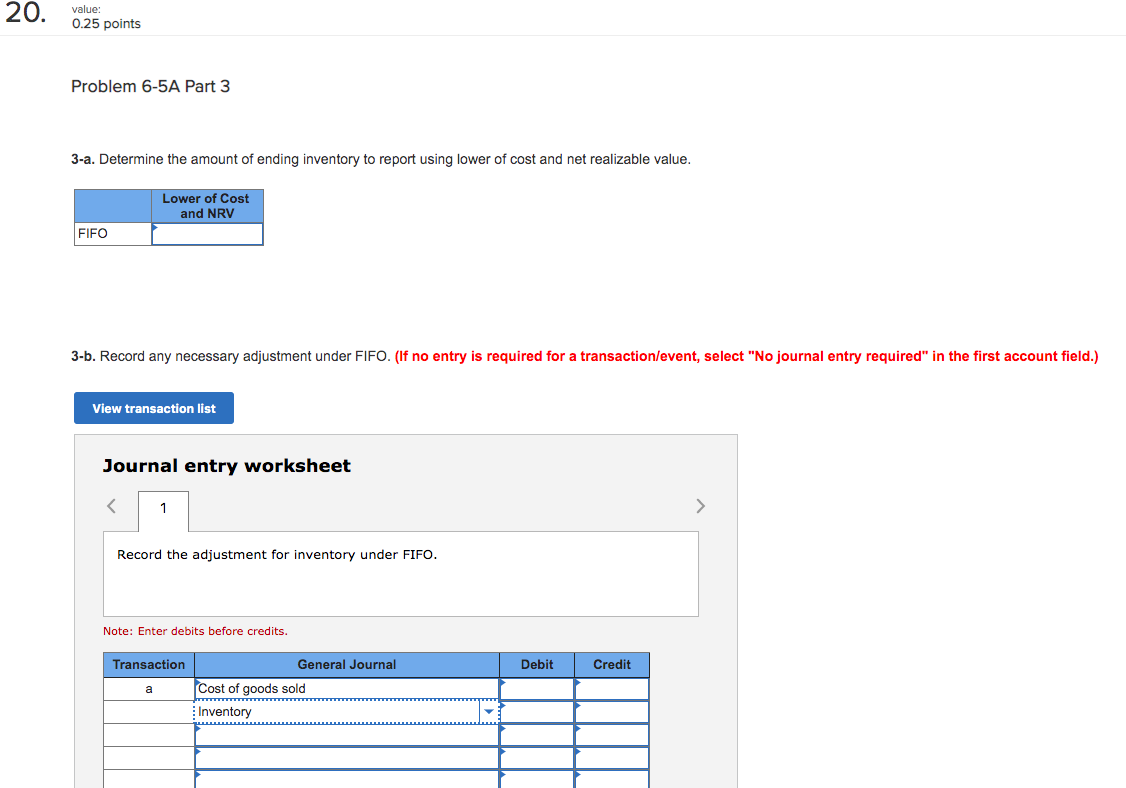 Solved Problem 3a Problem 6-5A Calculate ending inventory | Chegg.com