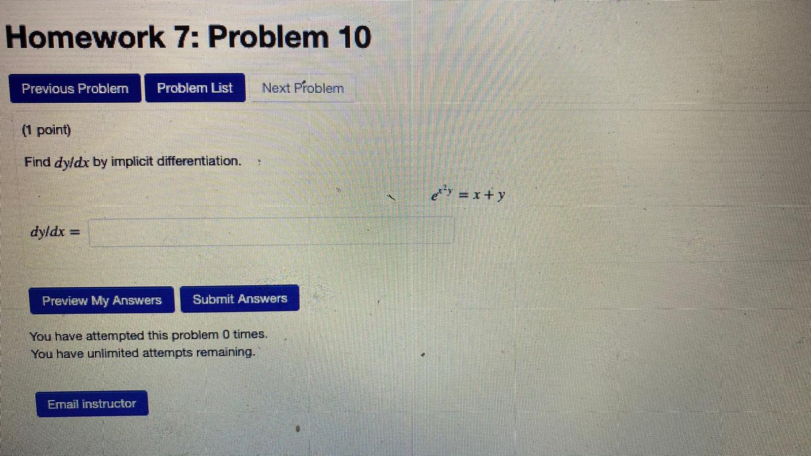 Solved Homework 7 Problem 10 Previous Problem Problem List