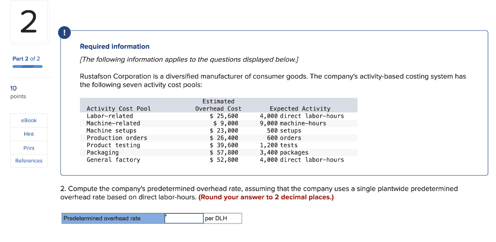 Solved Part 1 of 2 10 points eBook Hint Print References | Chegg.com
