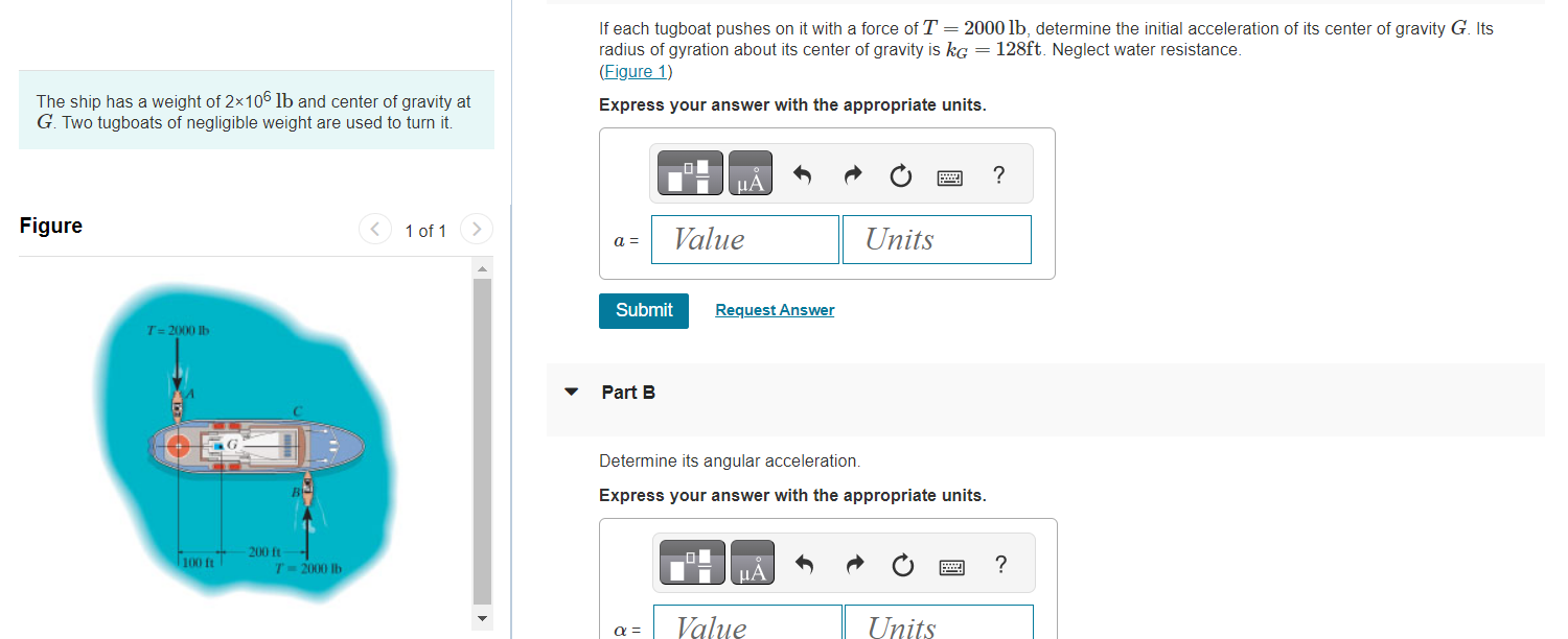 Solved If each tugboat pushes on it with a force of | Chegg.com