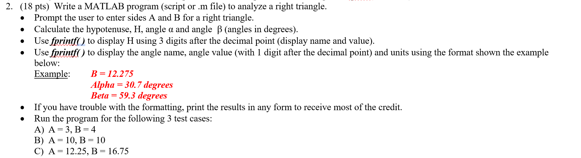 Solved 2 18 Pts Write A Matlab Program Script Or M 7309