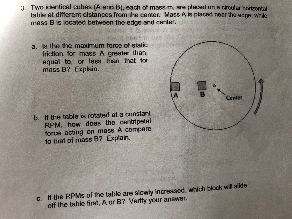 Solved 3. Two identical cubes (A and B), each of mass m, are | Chegg.com