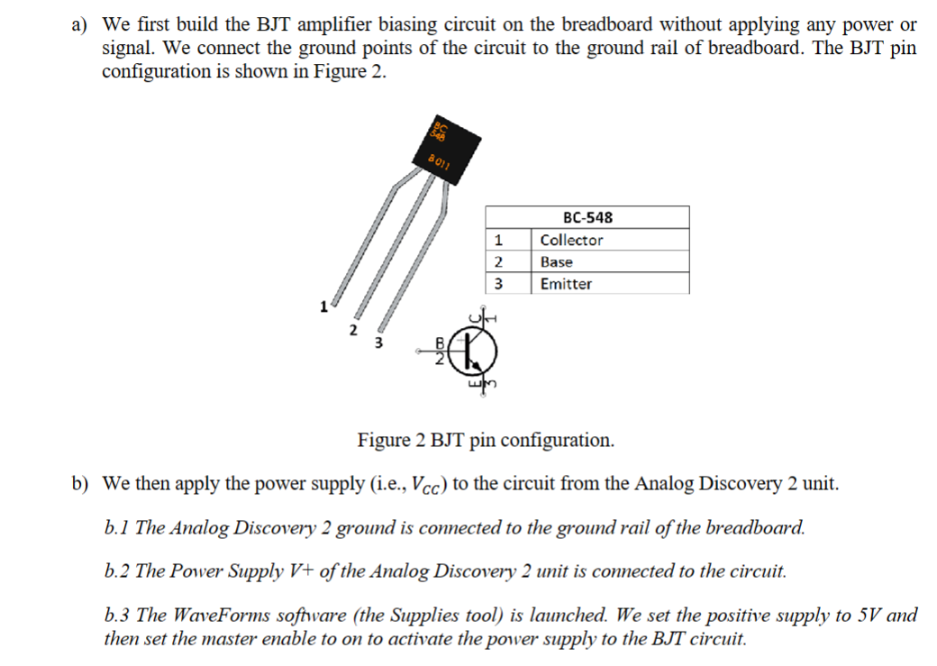 a) We first build the BJT amplifier biasing circuit | Chegg.com