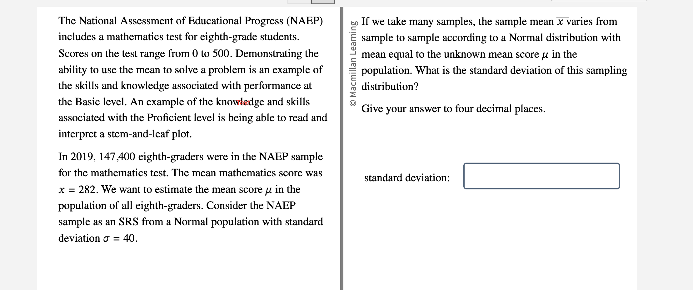 Solved The National Assessment of Educational Progress | Chegg.com
