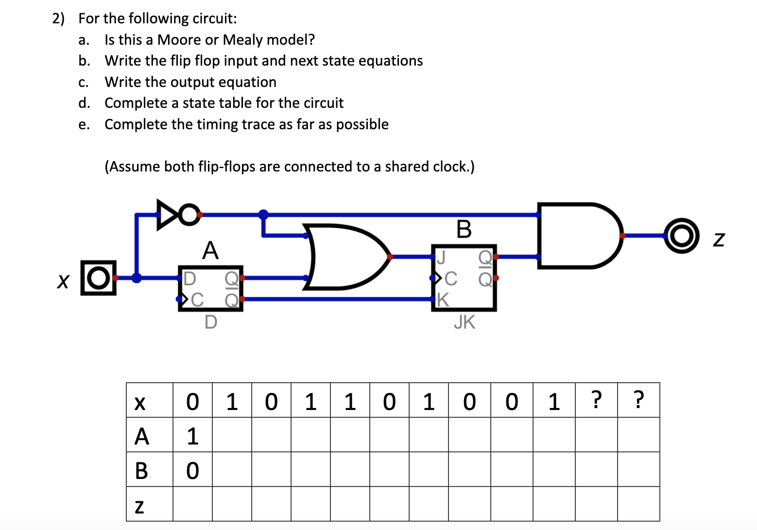 Solved For the following circuit:a. ﻿Is this a Moore or | Chegg.com