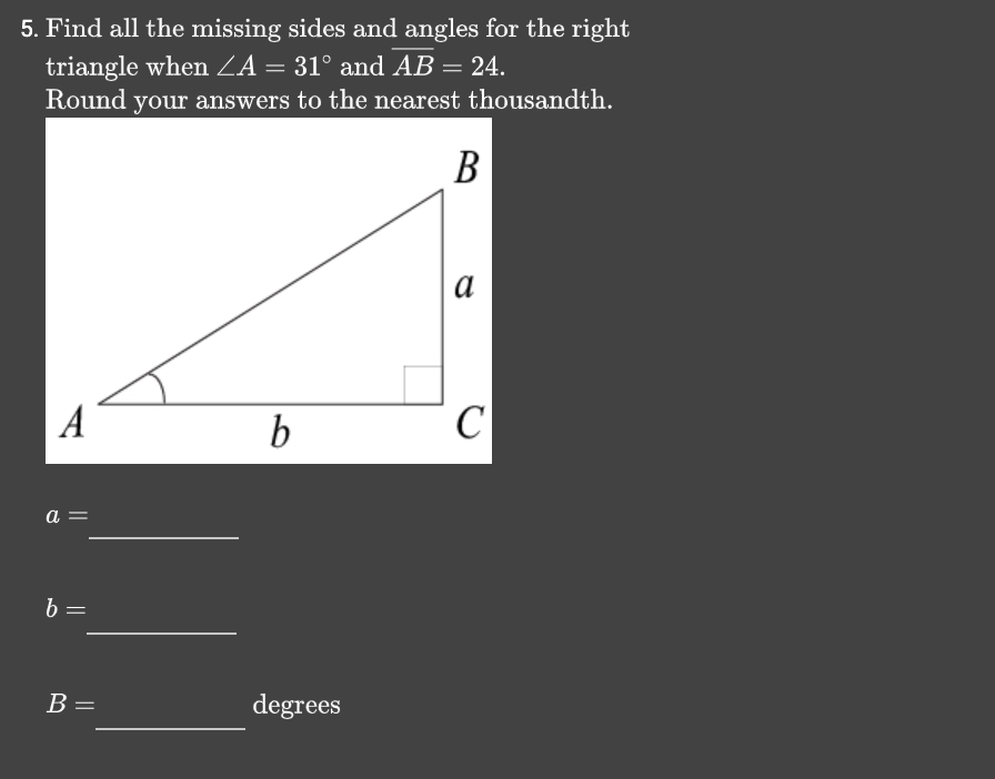 Solved Find all the missing sides and angles for the right | Chegg.com