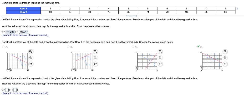 Solved Complete parts (a) through (c) using the following | Chegg.com