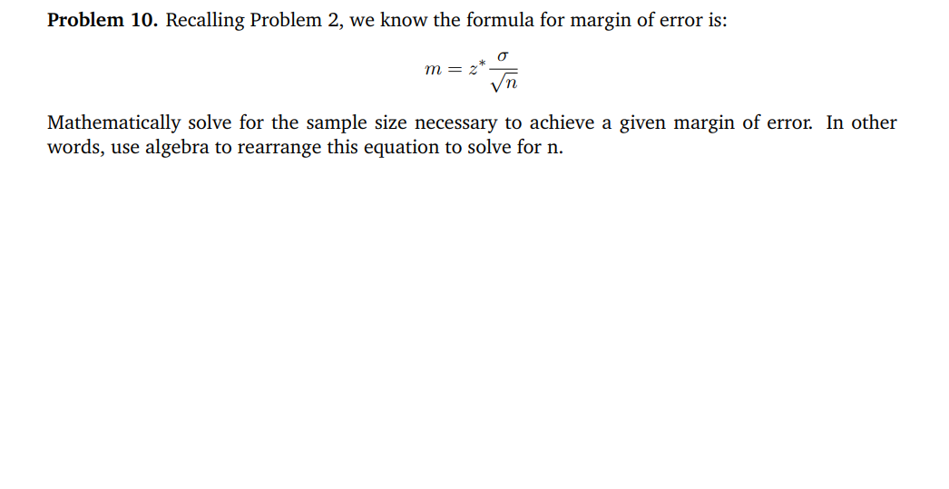 Solved Problem 10. Recalling Problem 2, we know the formula | Chegg.com