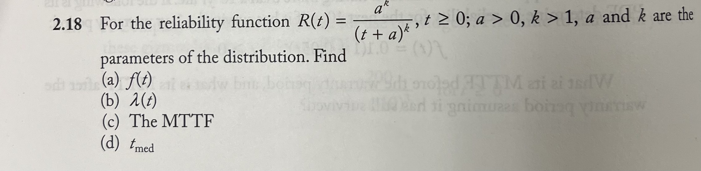 Solved 2 18 For The Reliability Function