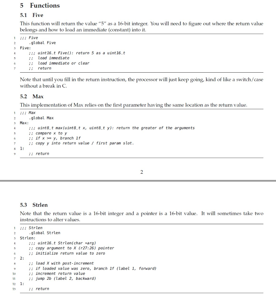 5 Functions 5.1 Five This function will return the | Chegg.com