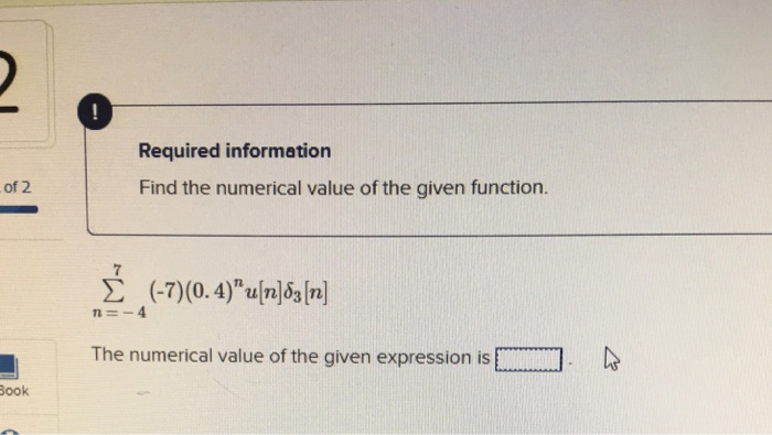 Solved 0 Required information Find the numerical value of | Chegg.com
