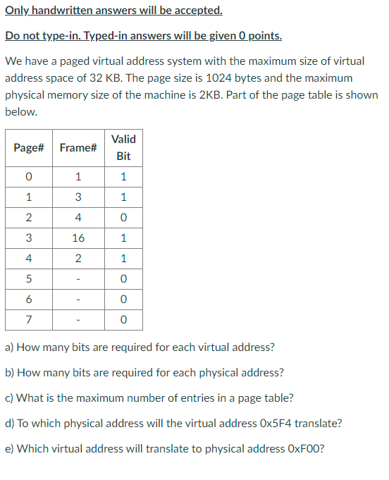 Solved Only handwritten answers will be accepted. Do not | Chegg.com