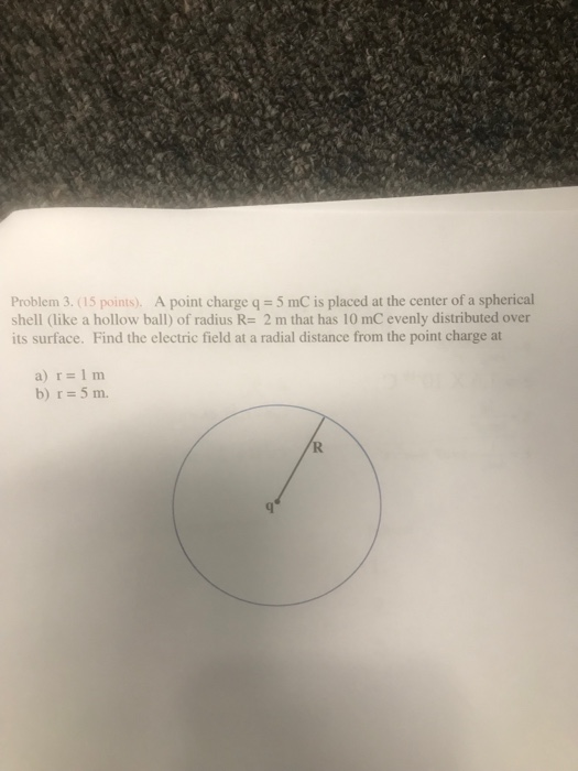 Solved Problem 3. (15 points). A point charge q 5 mC is | Chegg.com