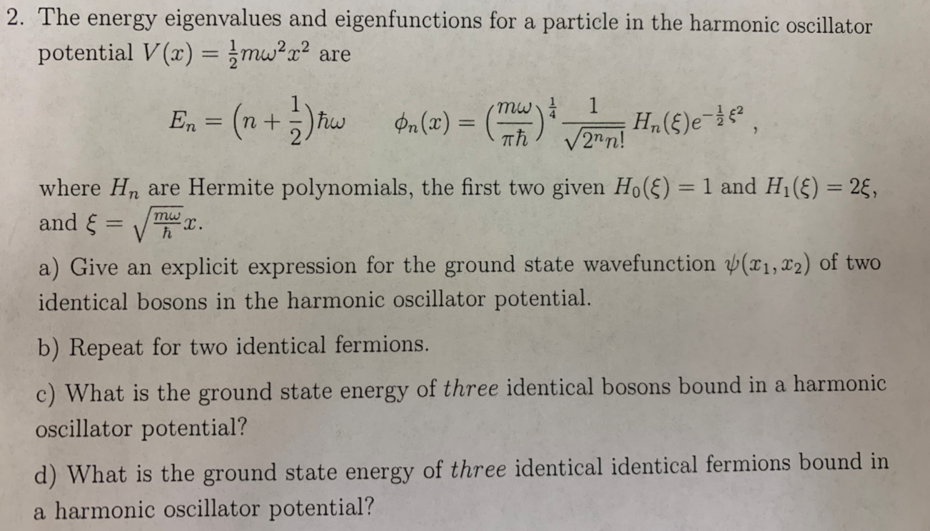 Solved 2. The energy eigenvalues and eigenfunctions for a | Chegg.com