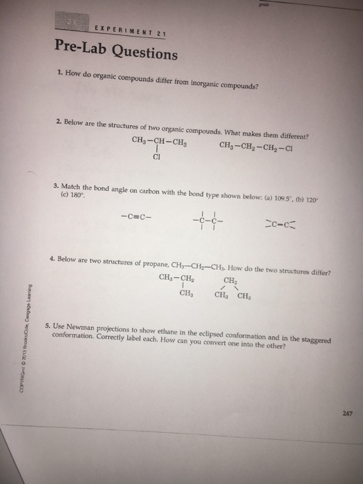 Solved EXPERIMENT 21 Pre-Lab Questions 1. How do organic | Chegg.com