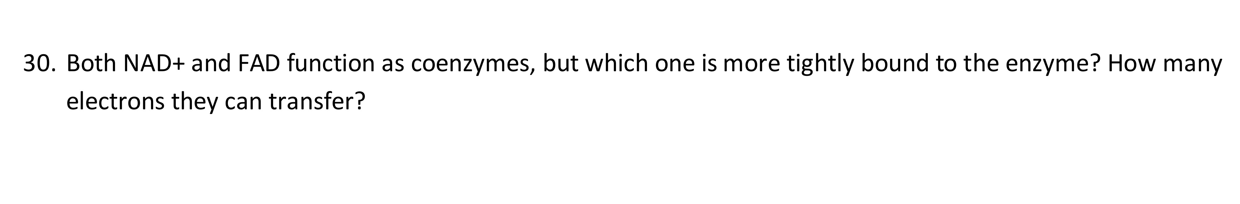 Solved Both NAD+ and FAD function as coenzymes, but which | Chegg.com
