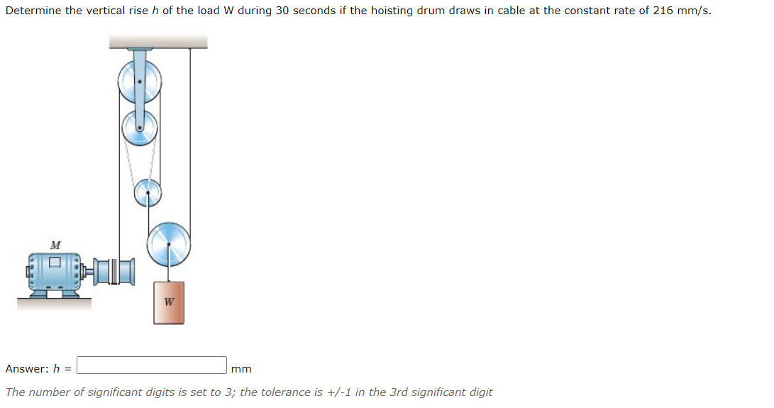 Solved Determine the vertical rise h of the load w during 30 | Chegg.com