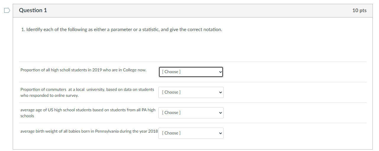 Solved OPTIONS: parameter with notation mu statistic with | Chegg.com