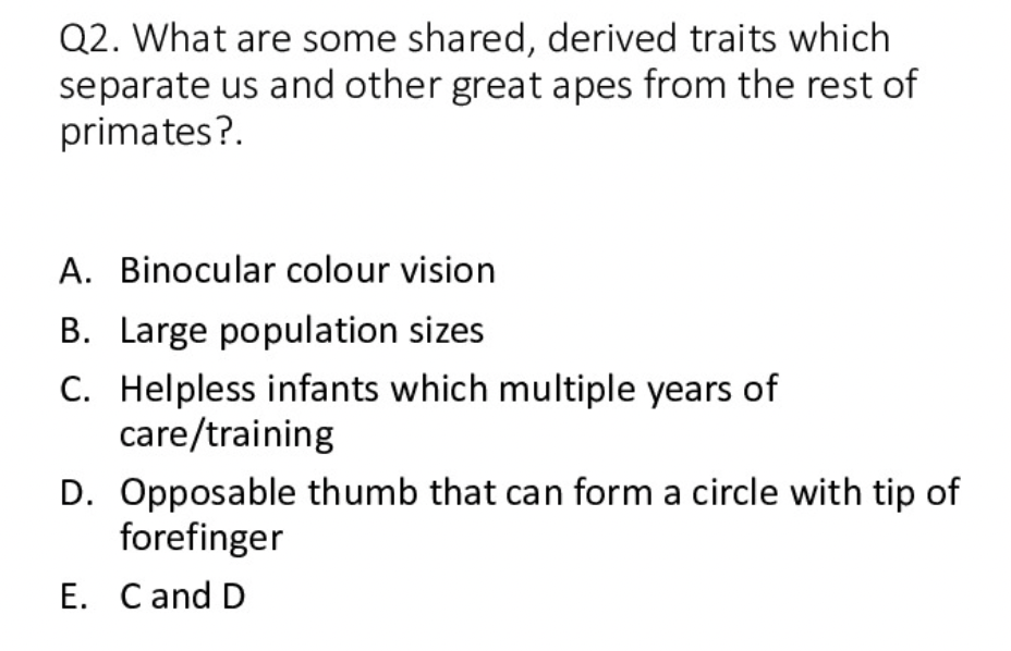 Solved Q2. ﻿What are some shared, derived traits | Chegg.com