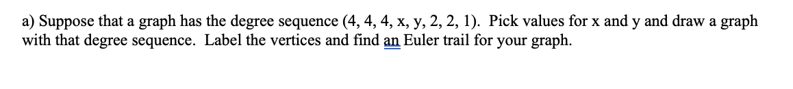 Solved a) Suppose that a graph has the degree sequence (4, | Chegg.com
