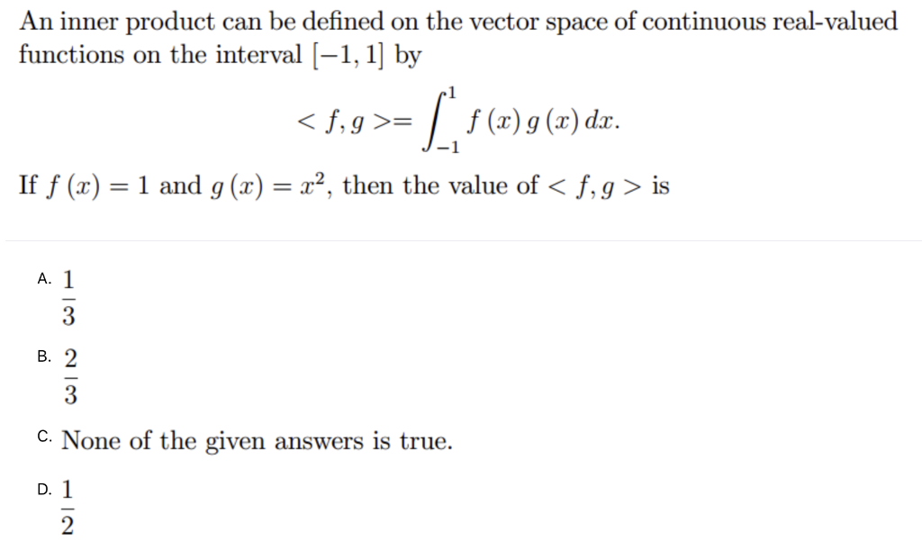 Solved An inner product can be defined on the vector space | Chegg.com