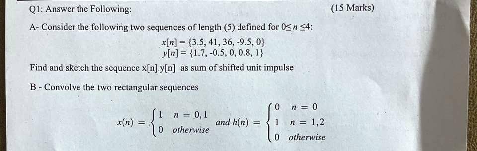 Solved Q1: Answer the Following: A- Consider the following | Chegg.com