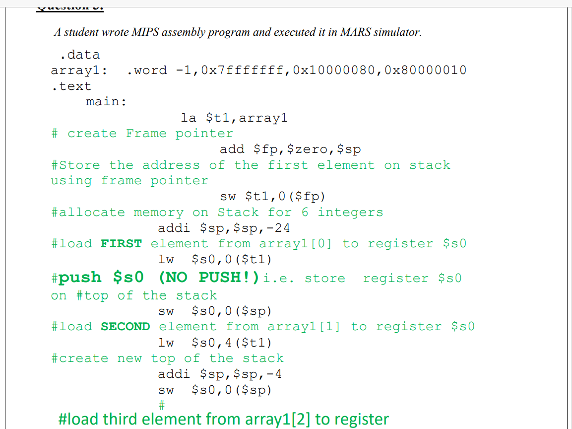 Solved uuuuuu A student wrote MIPS assembly program and | Chegg.com