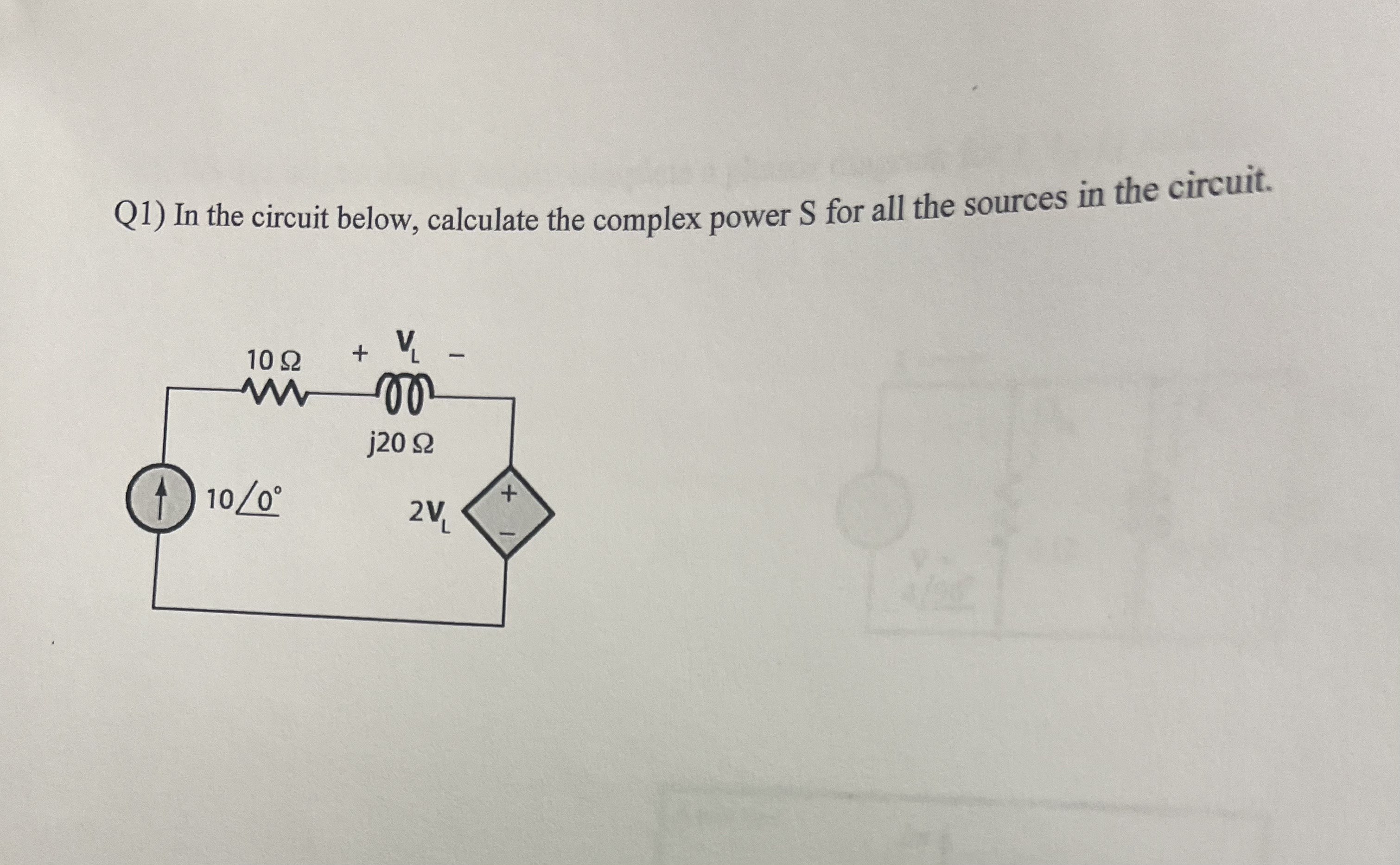 Solved Q1) ﻿In the circuit below, calculate the complex | Chegg.com
